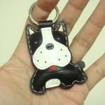 Boston Terrier Leather Keychain ( Black ) on Luulla