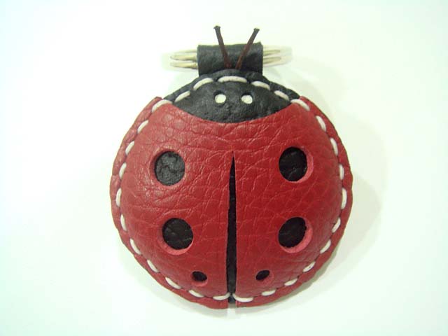 Penny The Ladybug Leather Keychain ( Red Textured ) on Luulla