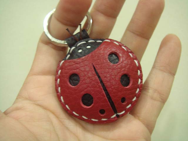 Penny The Ladybug Leather Keychain ( Red Textured ) on Luulla