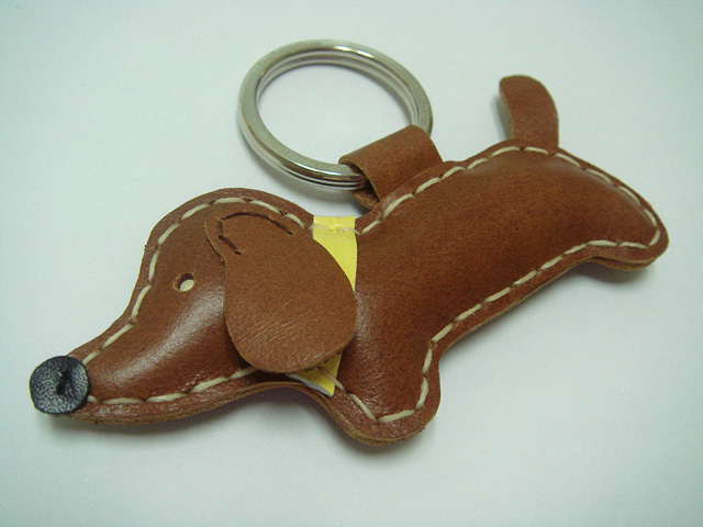 Copper The Dachshund Leather Keychain ( Dark Brown ) on Luulla