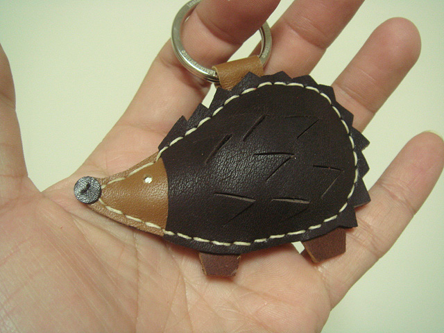 Heather The Hedgehog Leather Keychain ( Dark Brown ) on Luulla