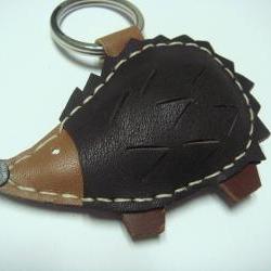 Heather The Hedgehog Leather Keychain ( Dark Brown ) on Luulla