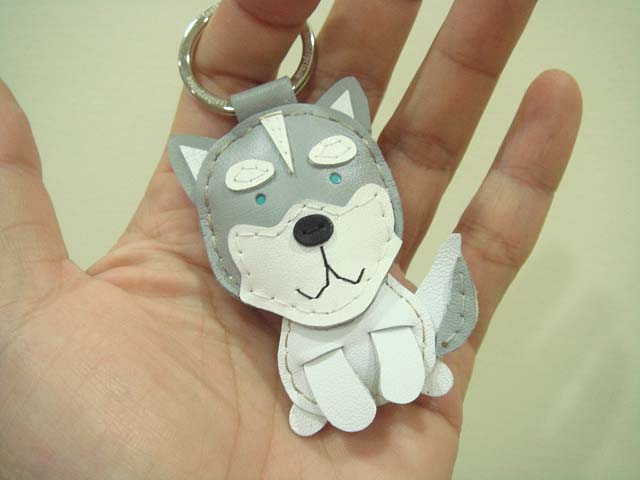Etana The Siberian Husky Leather Keychain ( Grey ) on Luulla