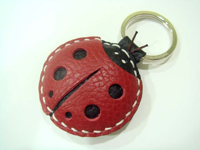 Penny The Ladybug Leather Keychain ( Red Textured ) on Luulla