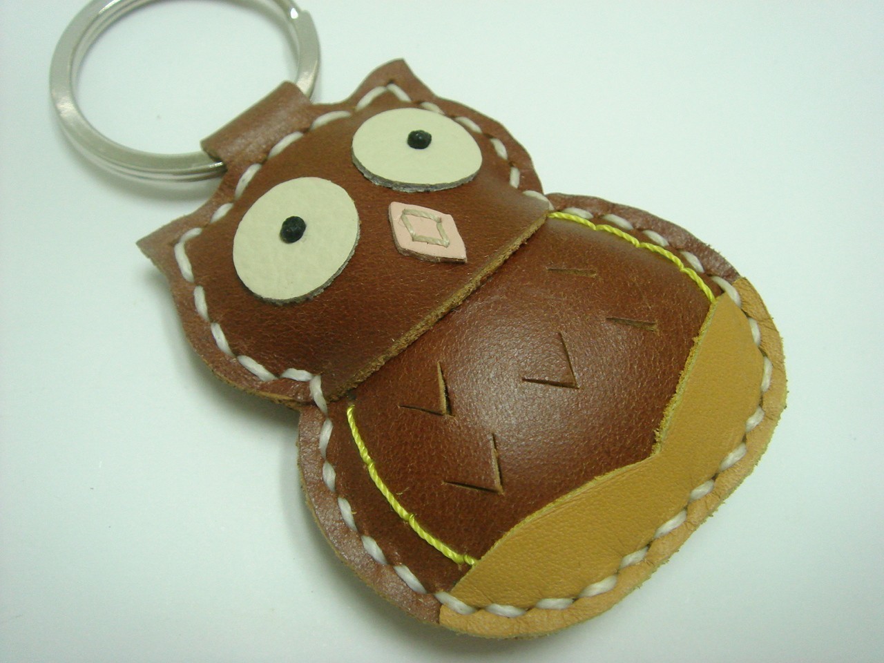 Lovely Fiona The Owl Leather Keychain ( Brown ) on Luulla