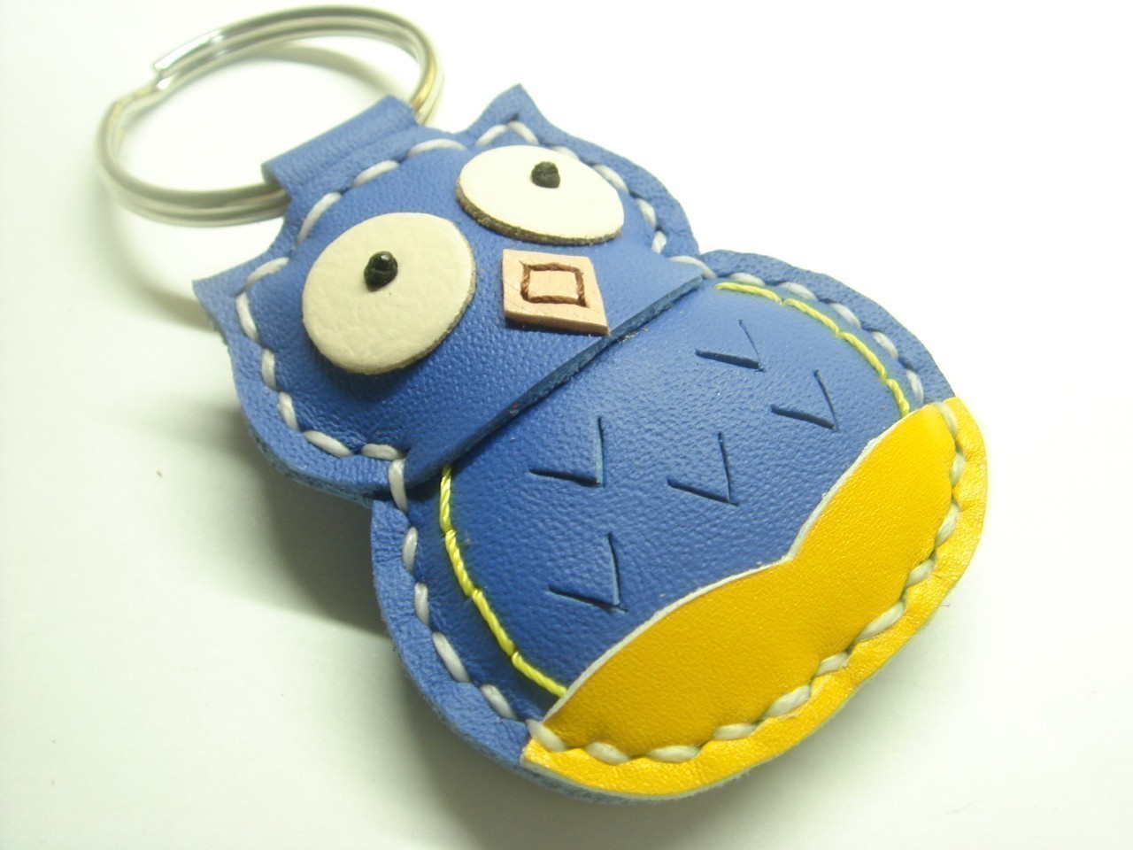 Fiona The Owl Leather Keychain ( Blue ) on Luulla